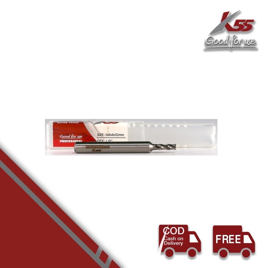 Jual K55 MATA BOR MILLING ENDMILL 3MM HSS BOR FRAIS FREEZE 3 MM 4 FLUTE ...