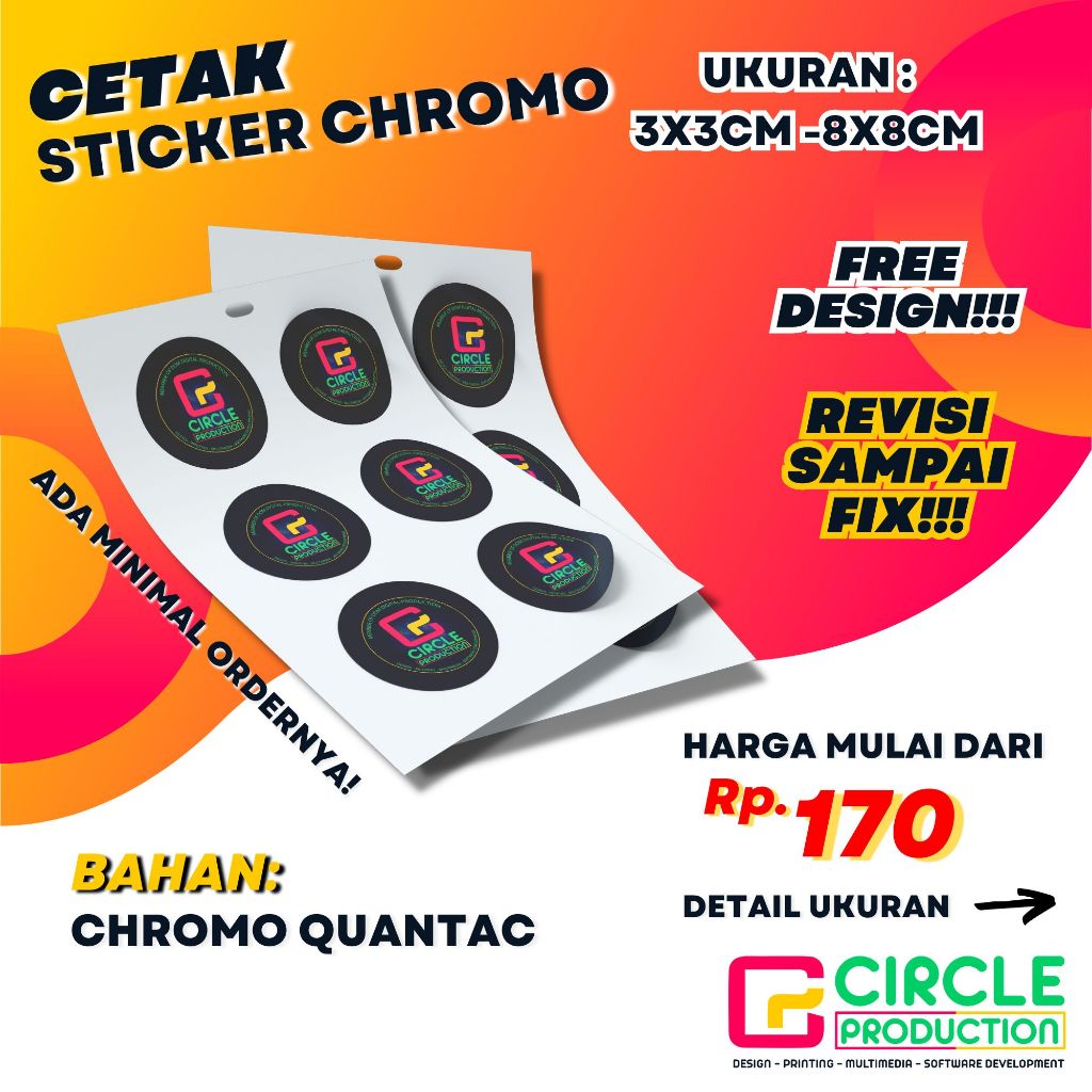 Jual CETAK STICKER CHROMO MURAH UKURAN CUSTOM | STICKER LABEL | FREE ...