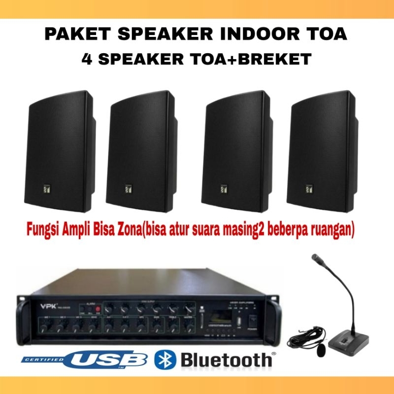 Jual PAKET SPEAKER INDOOR TOA 1030B + AMPLI ZONA BISA USB BLUETOOTH ...