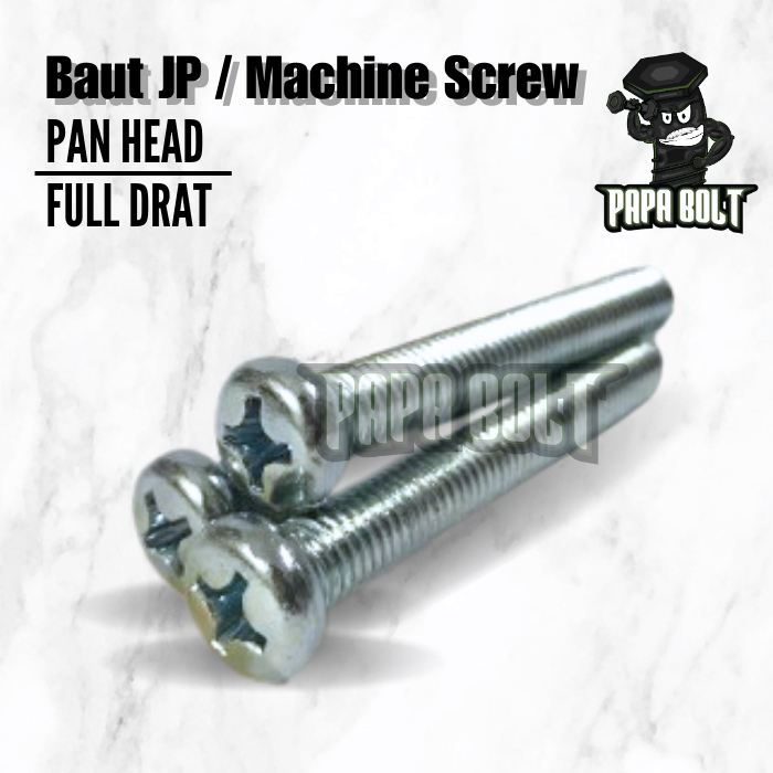 Jual Baut JP Kepala Obeng(+) M8 x 15 - 60 mm Besi Putih Silver (ISI 100 PCS) | Shopee Indonesia