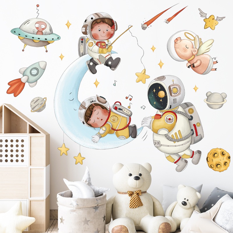 Jual Reliza Wall Sticker Astronot Planet Luar Angkasa Bintang Bulan ...
