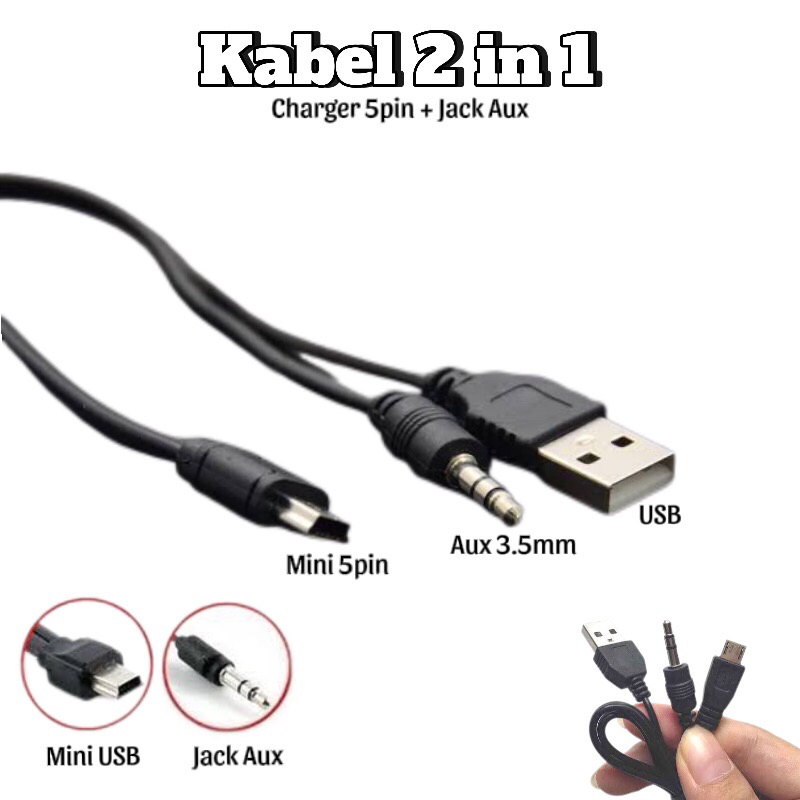 Jual Kabel 2in1 Jack Aux 3.5mm + Charger Input USB Mini Speaker ...