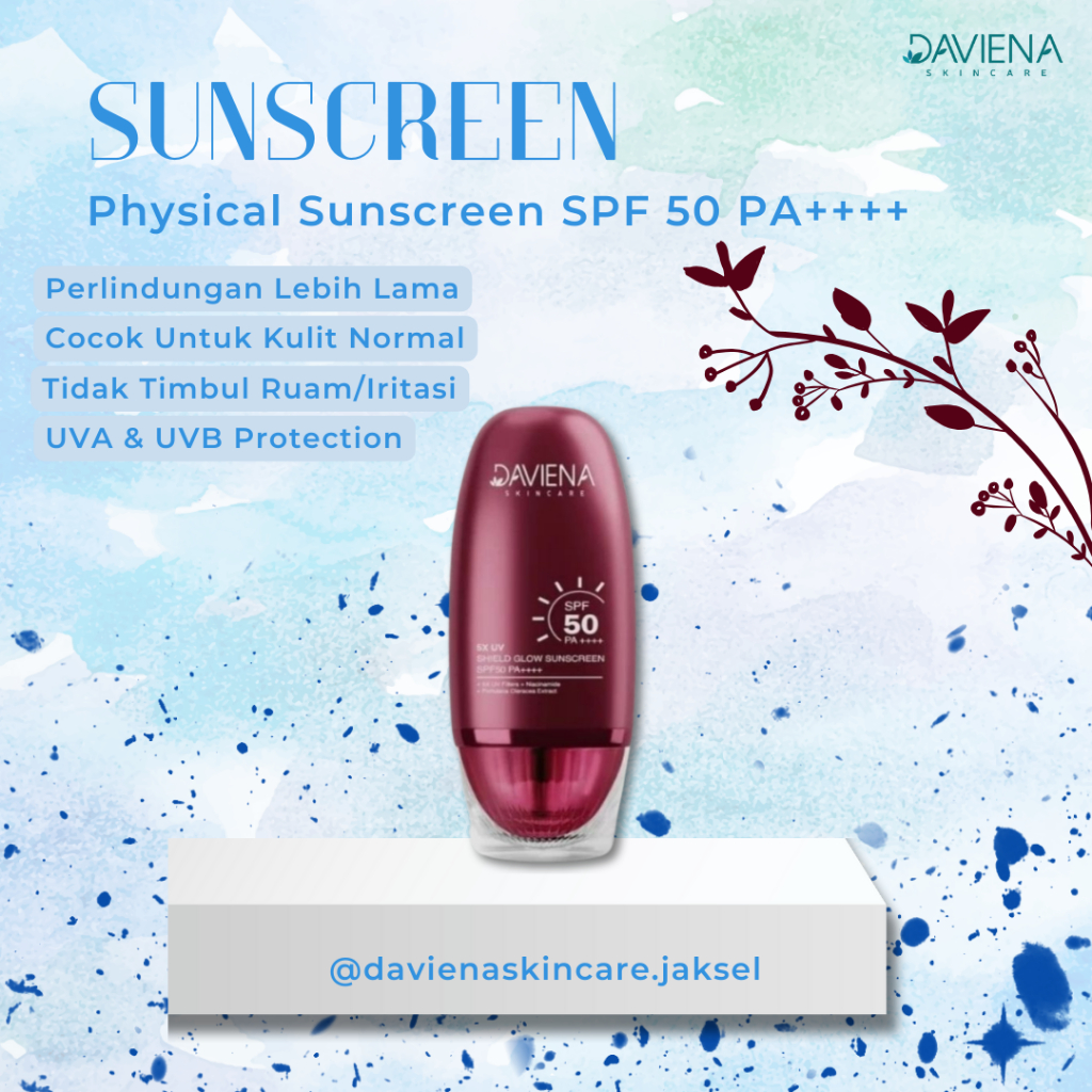 Jual DAVIENA SKINCARE PHYSICAL SUNSCREEN SPF 50 PA++++ WAJAH NORMAL ...