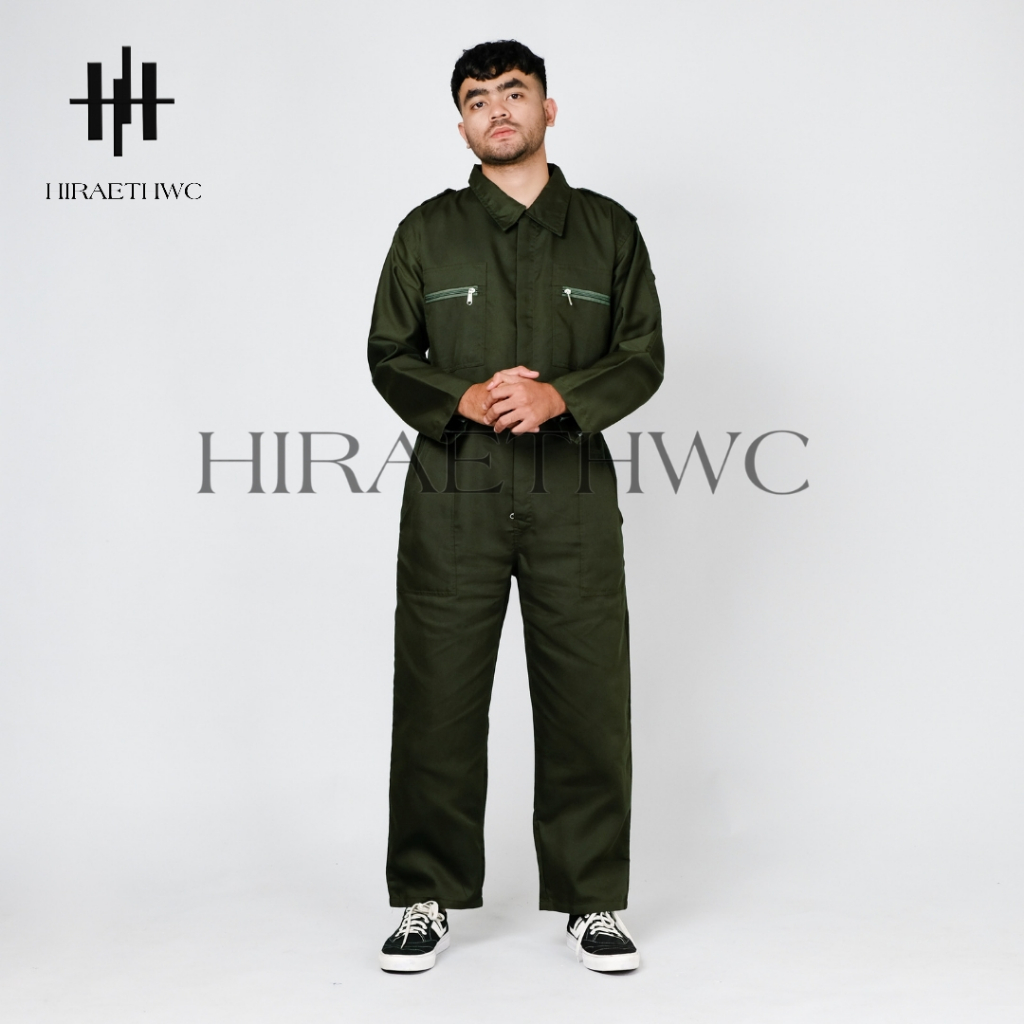 Jual WEARPACK POLOS HIJAU ARMY COVERALL LENGAN PANJANG KATELPAK MEKANIK ...