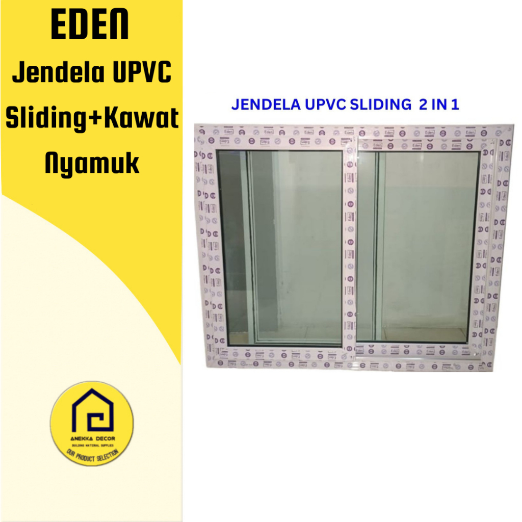 Jual Jendela Sliding double Upvc Eden 2 in 1 Daun + Kawat Nyamuk ...