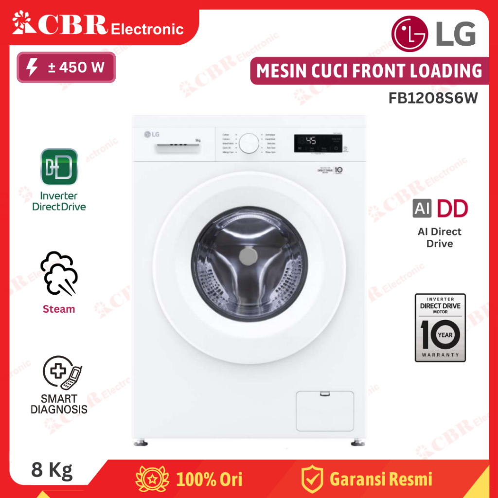 Jual Mesin Cuci LG Front Loading 8 Kg FB1208S6W | Shopee Indonesia