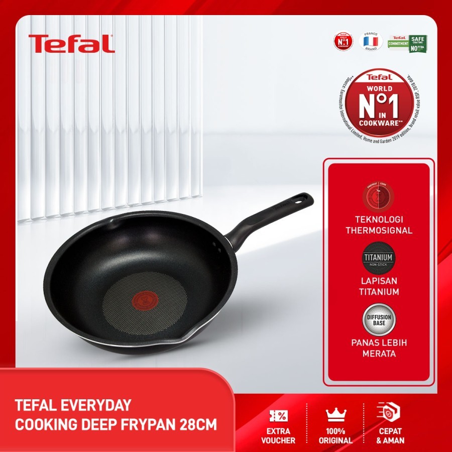 Jual TEFAL Everyday Cooking Deep Frypan 28cm Wajan Anti Lengket | Shopee Indonesia