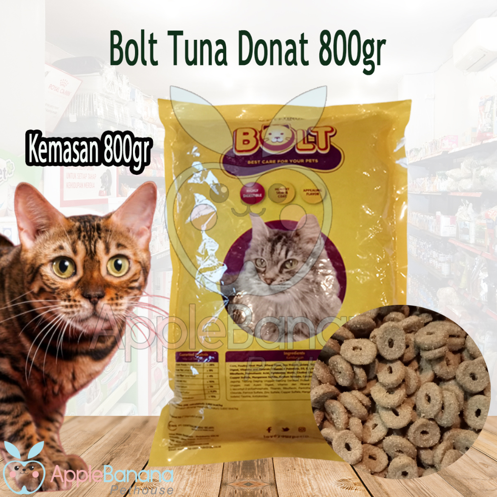 Jual Makanan Kucing Bolt rasa Tuna Bentuk Donat 800gr - Bolt Cat Food ...