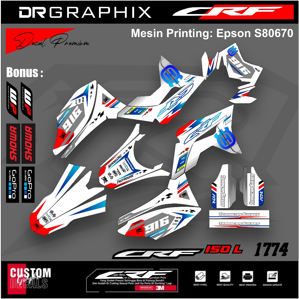 Jual Decal Crf 150 L Supermoto Pola Presisi Custom Desain | Shopee ...