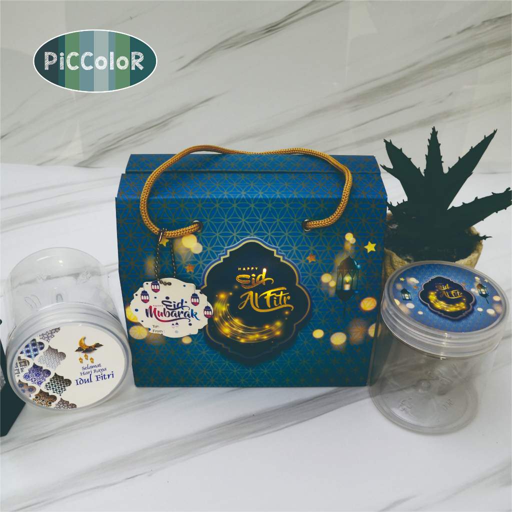 Jual GABLE BOX LEBARAN / KOTAK HAMPERS IDUL FITRI / BIRU GOLD (18 ...