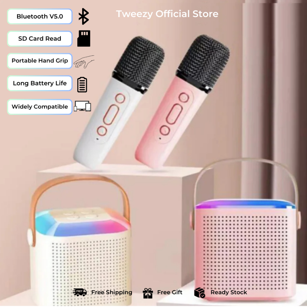 Jual Mic karoke Speaker Bluetooth 2 Mic Set Wireless Portable RGB ...