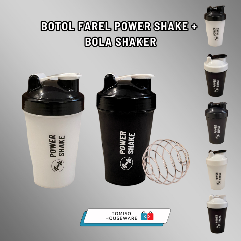 Jual SET 2 in 1 Botol Farel PowerShake + Bola Shaker B&W | Botol Gym ...