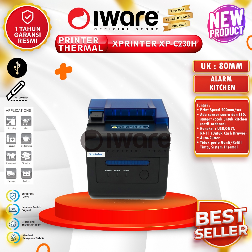 Jual Xprinter Printer Kasir XP-C230H USB 80MM Autocutter Alamr Beep | Shopee Indonesia