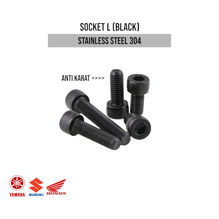 Jual 5pcs Baut socket M4 x 45 baut 4mm x 45mm baut stainless 304 hitam ...