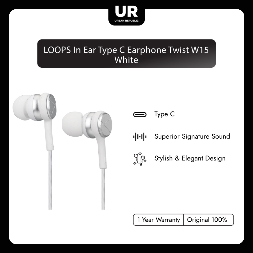 Jual LOOPS In Ear Type C Earphone Twist W15 - White | Shopee Indonesia