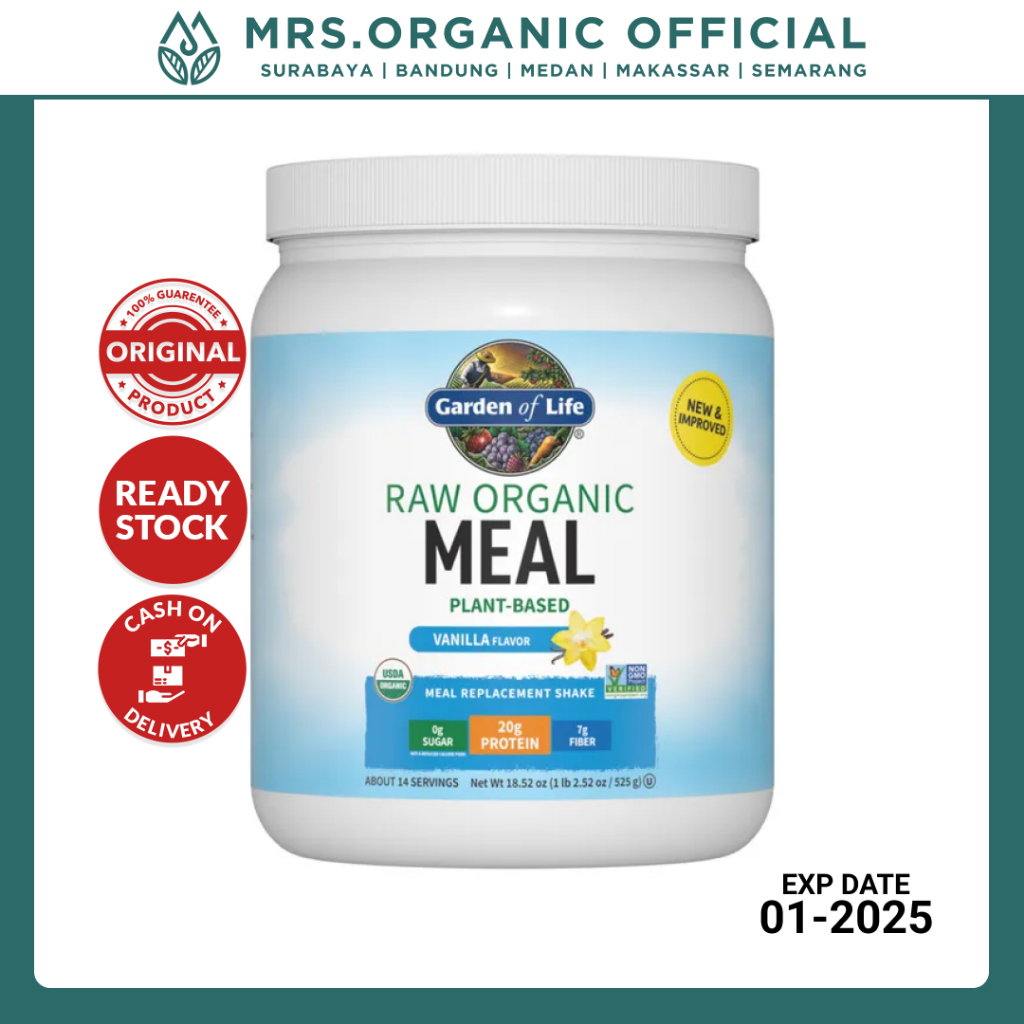 Jual Raw Organic Vanilla Meal Replacement Shake Garden Of Life 525 gr ...