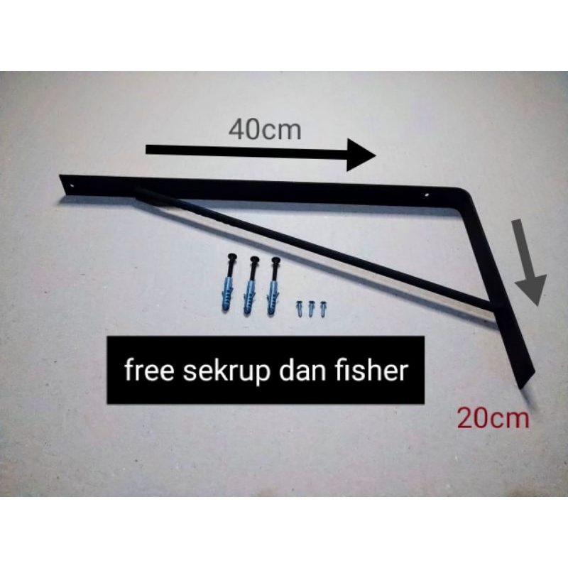Jual rak besi siku penyangga rak dinding 1PCS siku serbaguna 20x40cm ...