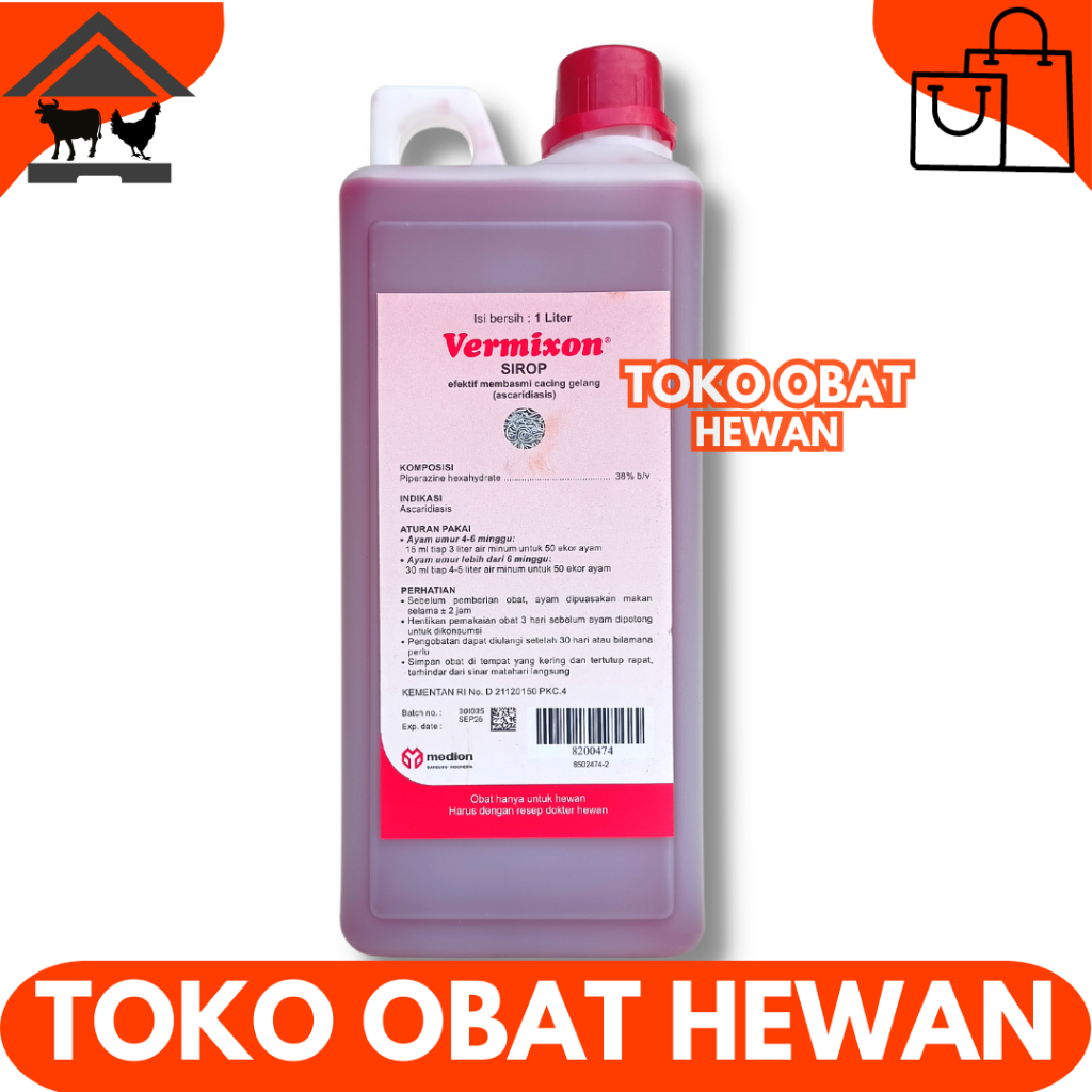 Jual VERMIXON 1 LITER - Sirup Obat Cacing Ayam Unggas Medion | Shopee ...