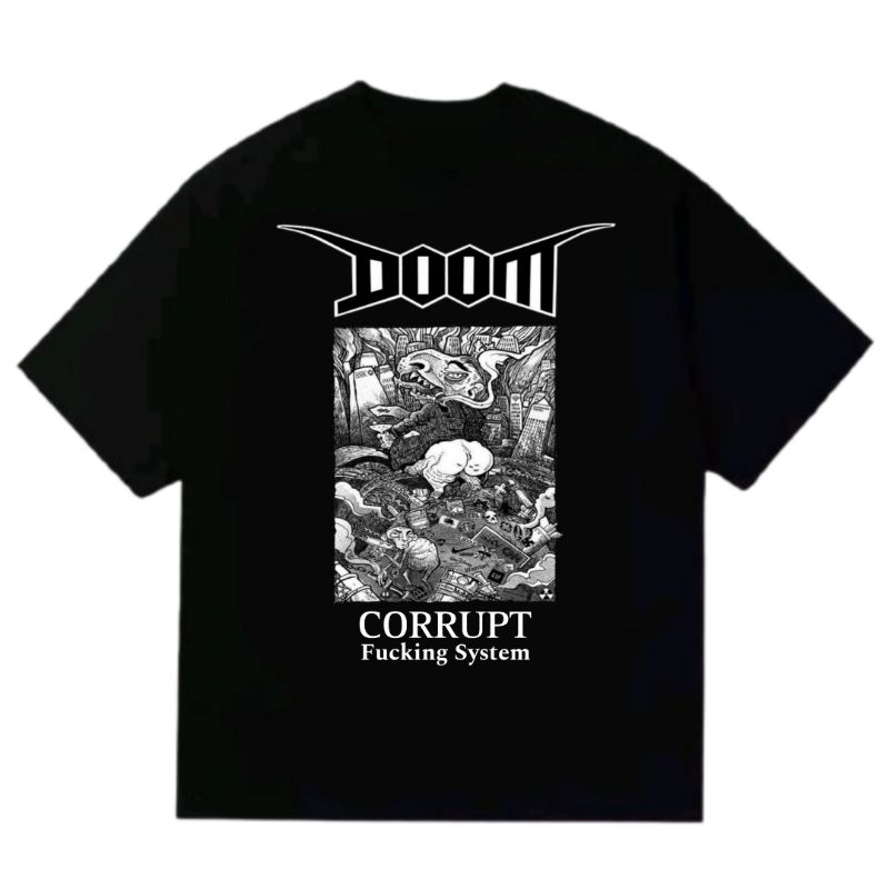 Jual Mcvoice T-shirt Kaos Band Keren Doom Corrupt Fucking System | Shopee Indonesia
