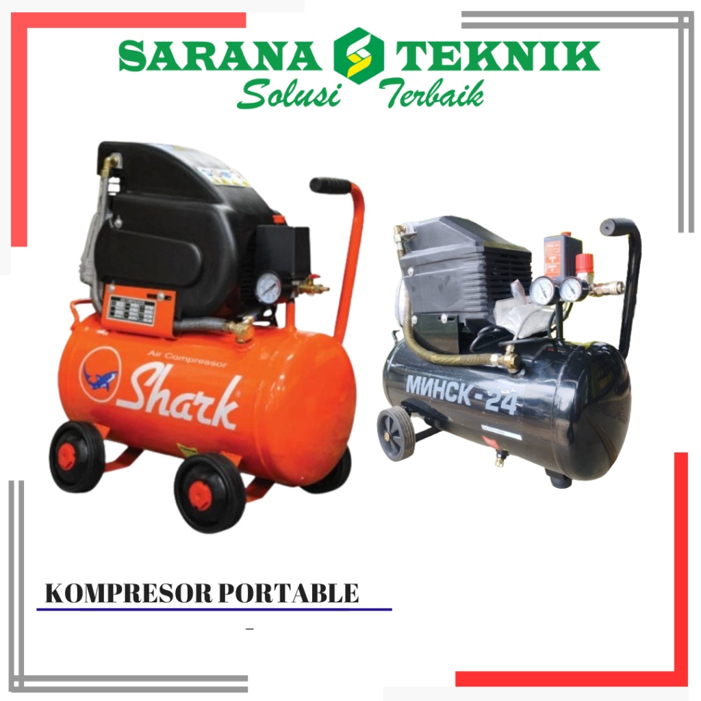Jual KOMPRESOR PORTABLE SHARK 3/4HP 25L MZ-0725, MNHCK 1HP 25L | Shopee ...
