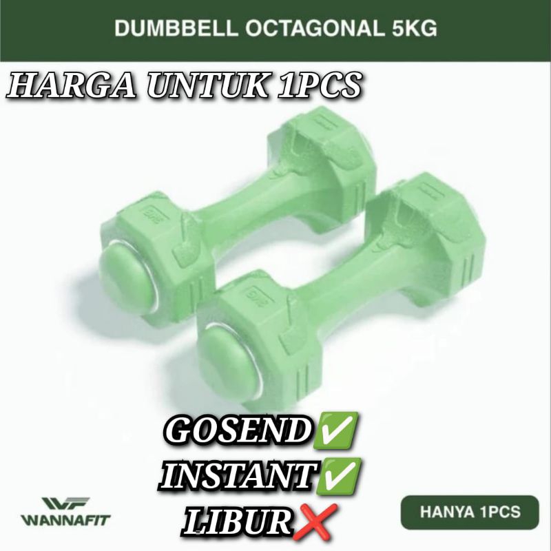 Jual BARBEL OKTAGONAL 5KG DUMBELL DUMBLE BARBELL ANGKAT BEBAN WANNAFIT ...