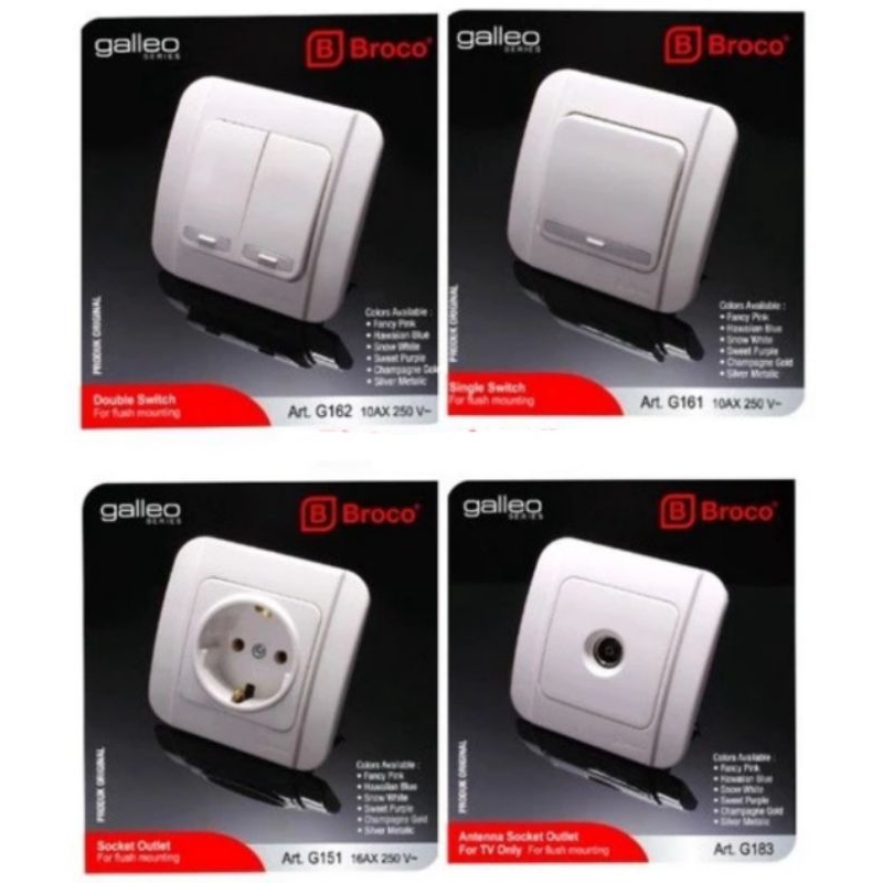 Jual Macam Saklar Broco Galleo Inbow Saklar Engkel, Saklar Seri, Stop ...