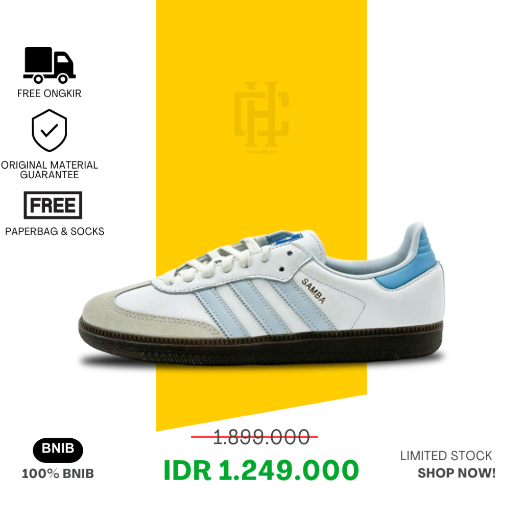 Jual Sepatu Samba OG Core Halo Blue Gum 100% BNIB Authentic | Shopee ...
