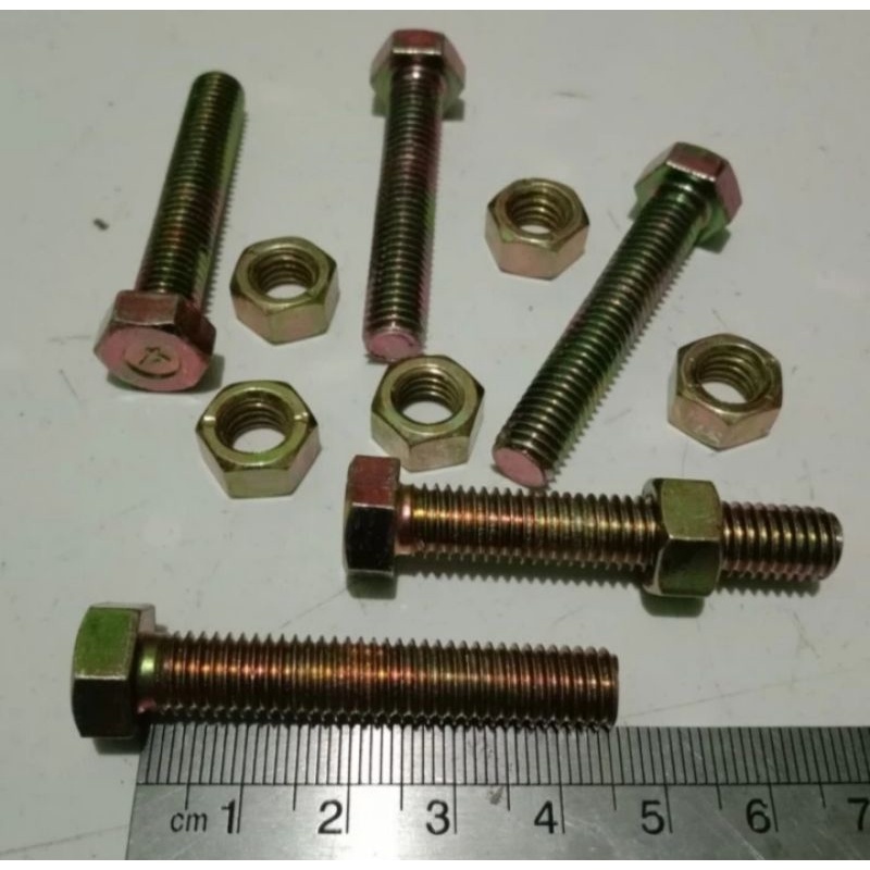 Jual BAUT MUR 12 (8mm) x 4,5cm / BAUT KUNING (8mm) KUNCI 12 ( Harga Per ...