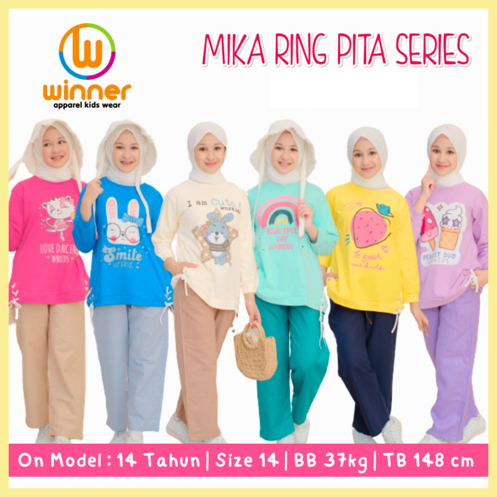 Jual (GRATIS MINIGOLD) WINNER KAOS LENGAN PANJANG ANAK PEREMPUAN MIKA RING PITA SERIES USIA 6-14 ...