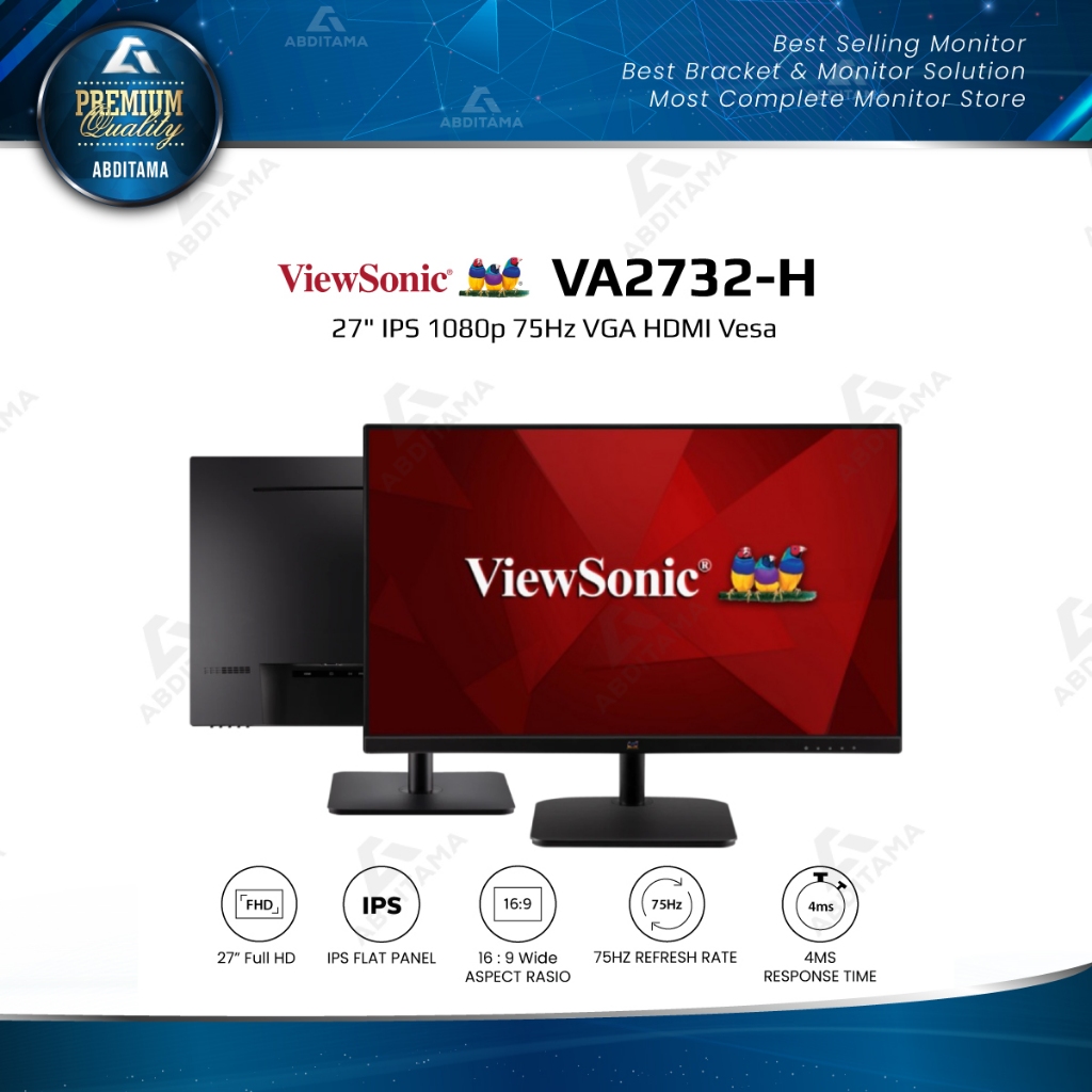 Jual Monitor LED Viewsonic VA2732 VA2732H 27" IPS 1080p 75Hz VGA HDMI ...