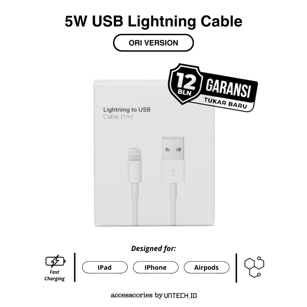 Jual KABEL USB TO LlGHTNlNG FAST CHARGlNG By Untech.ld (GARANSI 1 TAHUN) | Shopee Indonesia