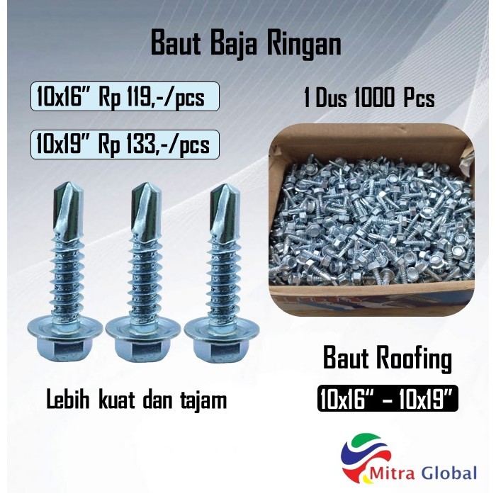 Jual Baut Baja Ringan / Baut Skrup Baja Ringan 10x16 10x19 Termurah ...