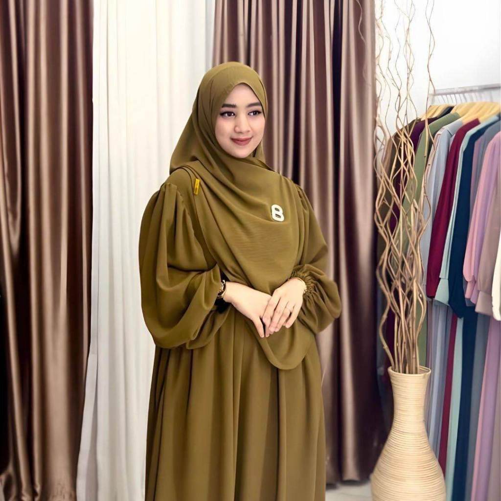 Jual Gamis Abaya Syar'i Set Hijab Pasmina Pashmina Oval Crinkle Airflow ...