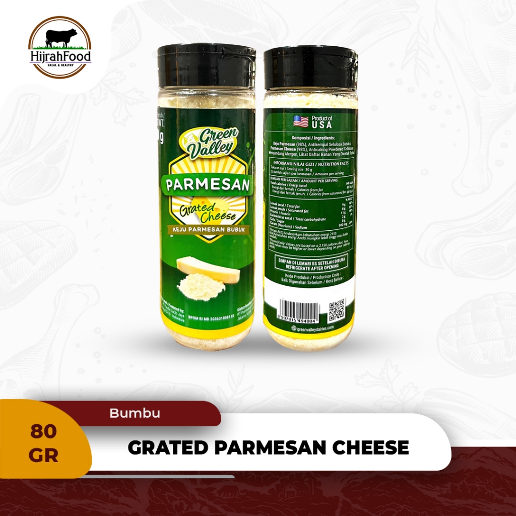 Jual Green Valley Parmesan 80 gram Keju Bubuk Grated Cheese | Shopee ...