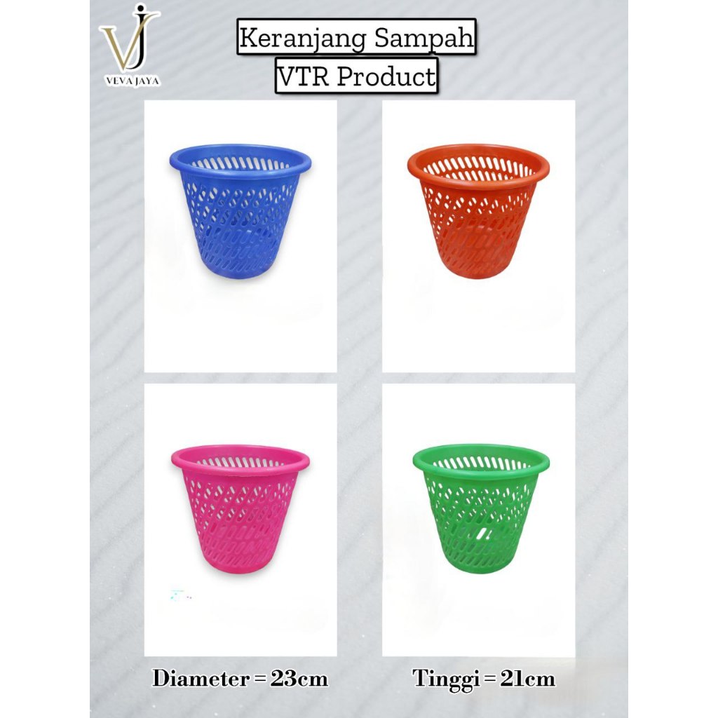 Jual Keranjang sampah plastik/ tempat sampah plastik VTR Product warna diameter 23cm tinggi 21cm ...