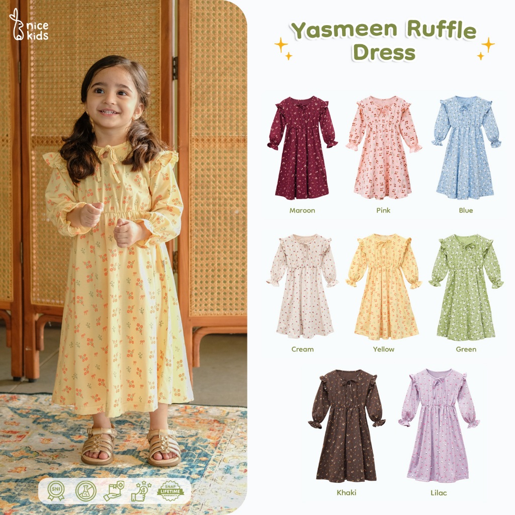 Jual Nice Kids - Yasmeen Ruffle Dress Toddler Girl Terusan Lengan ...
