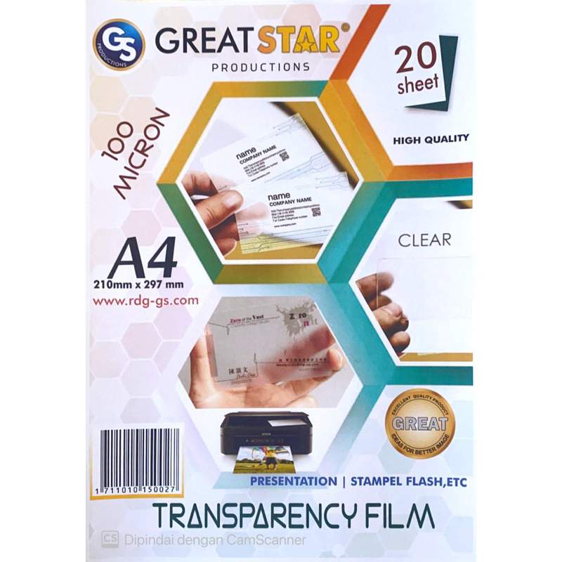 Jual transparancy film A4/20 (for inkjet/dye ink)TRANSPARANT FILM ...
