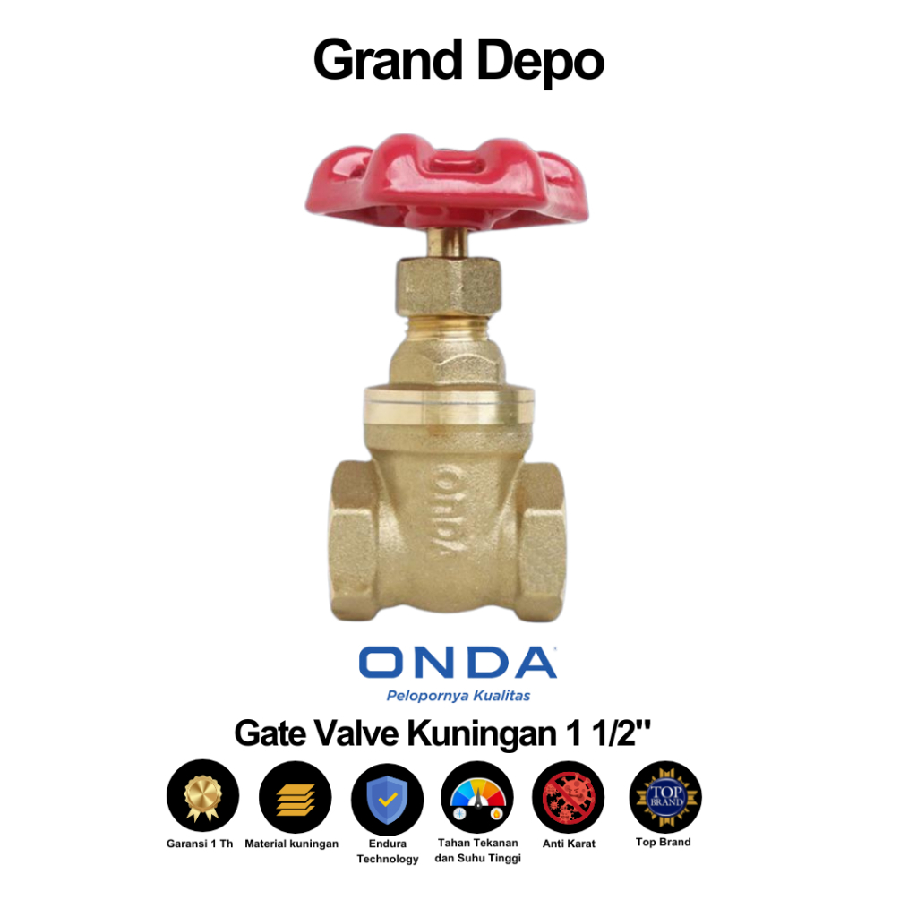 Jual Onda Gate Valve Kuningan 1-1/2" / Gate Valve 1-1/2" / Stop Kran Kuningan Onda | Shopee ...