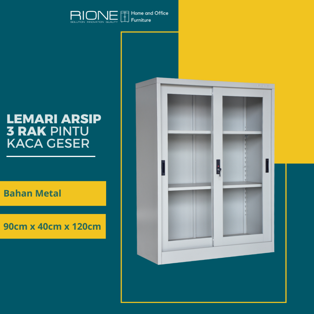 Jual RIONE LEMARI 3 RAK PINTU GESER | LEMARI PIALA 3 RAK AD089 | Shopee ...