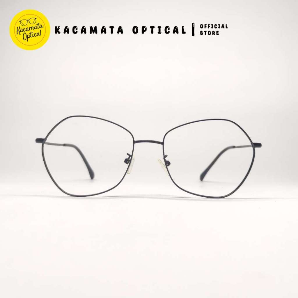 Jual KACAMATA OPTICAL - Frame KMO9527 Segi Lima Hitam Besi Plastik ...