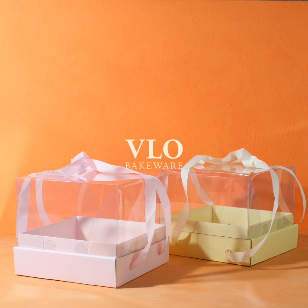 Jual Kotak kue mika transparan dengan handle|kotak brownies kue lapis ...