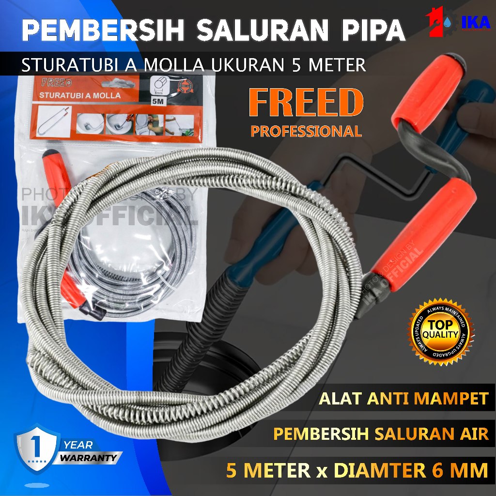 Jual FREED Pipe Cleaner 5 Meter Pembersih Pipa Wastafel Saluran Mampet ...