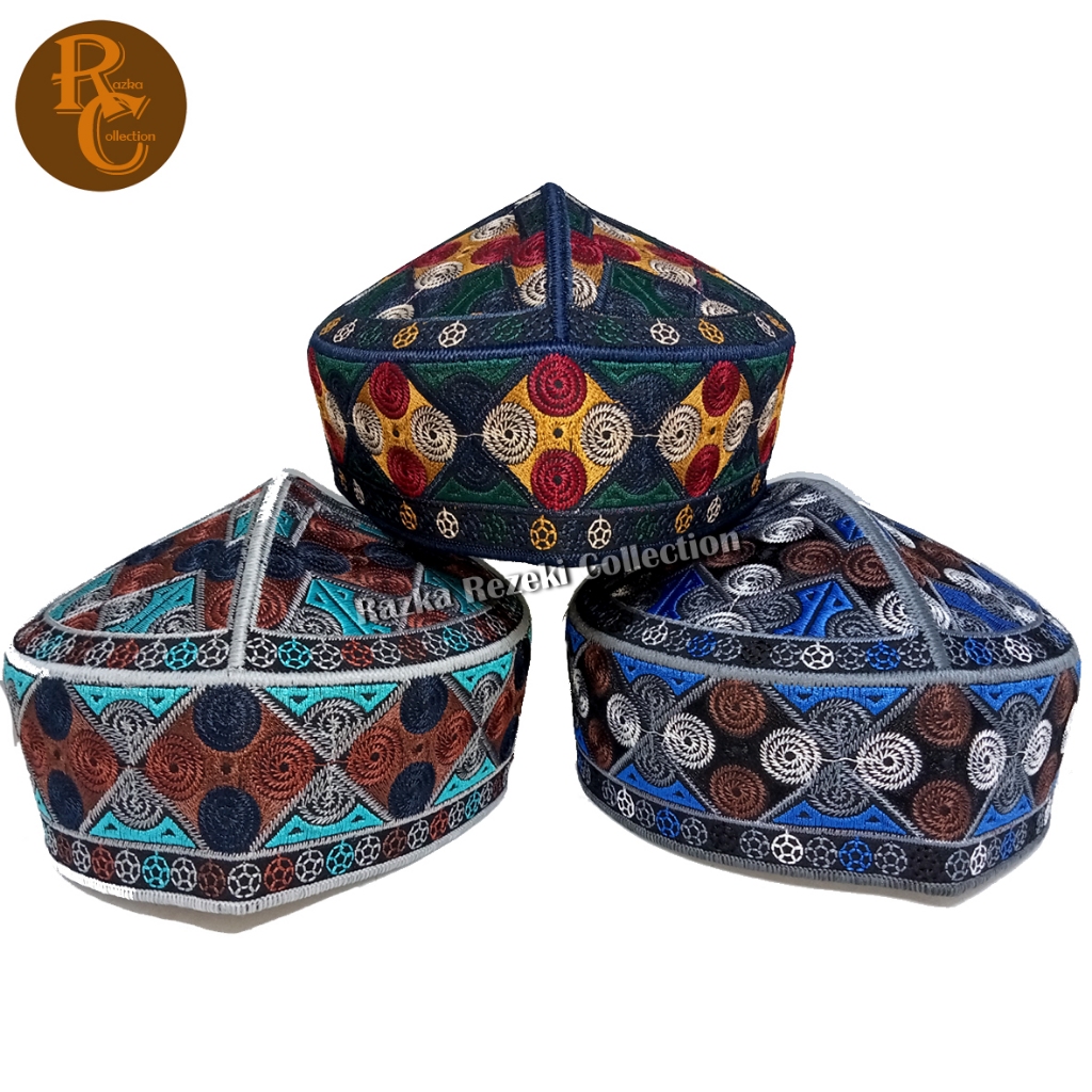 Jual Peci Pakistan Full Bordir Model Terbaru // Peci Solmed Bulat Full ...