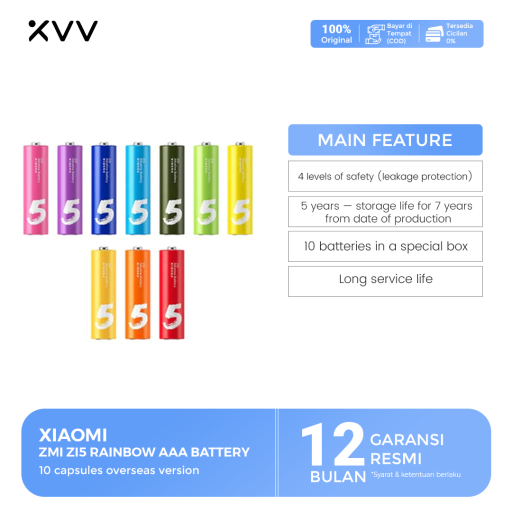 Jual Baterai MI Rainbow Zi5 AA - Zi7 AAA Fullset Battery 10 pcs Baterai Alkaline | Shopee Indonesia