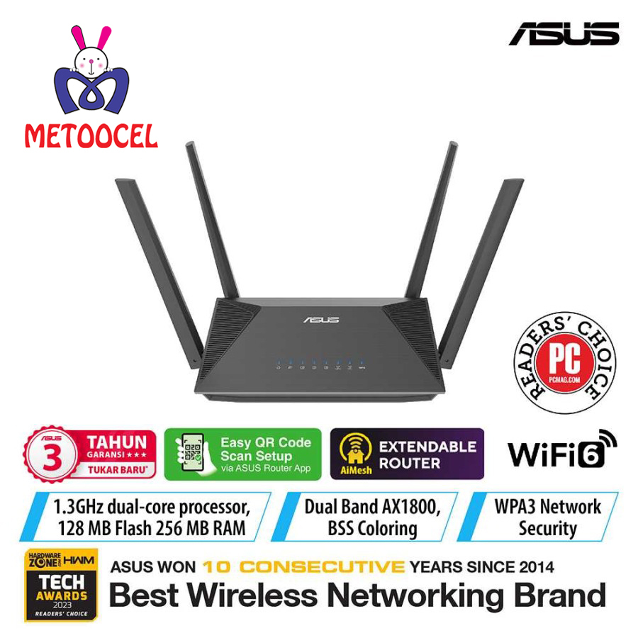 Jual ASUS RT-AX52 Dual Band WiFi 6 AX1800 Extendable Router with AiMesh ...