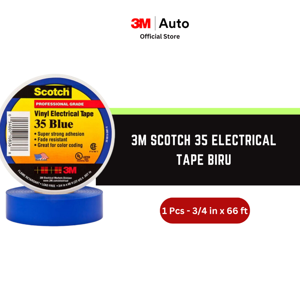 Jual Isolasi Listrik 3M Scotch 35 Vinyl Electrical - Biru size 19mm x ...