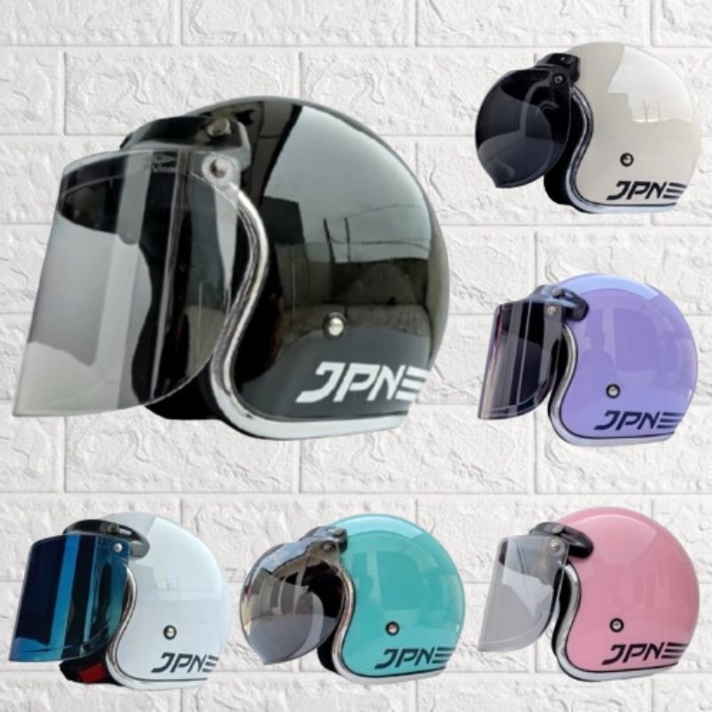 Jual Helm JPN List Chrome Satu set Dengan kaca | Shopee Indonesia