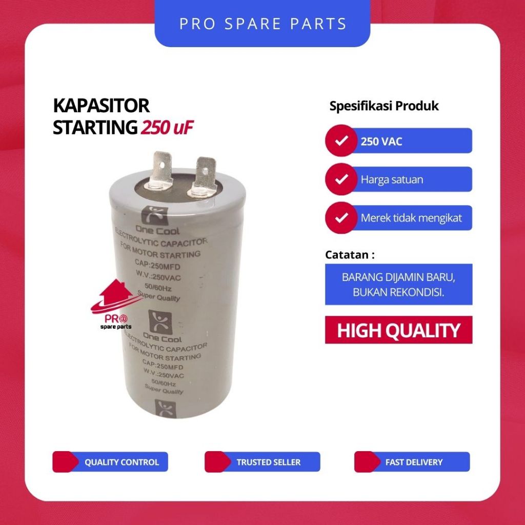 Jual Kapasitor Starting 250 uf - Capacitor 250 Mikro/Micro - Sparepart ...