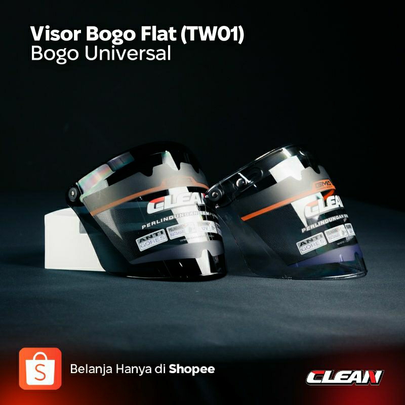 Jual CLEAR Kaca Helm Bogo Flat Universal (TW01) | Shopee Indonesia