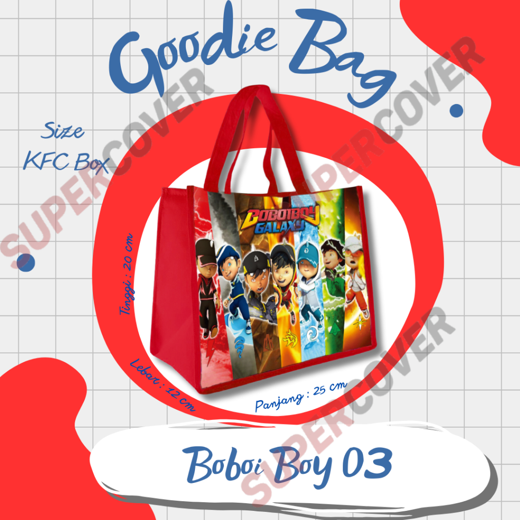 Jual Goodie Bag Gambar Kartun BoboiBoy 03 Warna Merah Untuk Acara Ulang ...